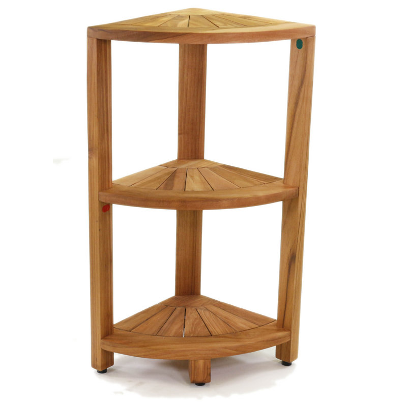 Aqua Teak Kai Small 3-Tier Corner Teak Bath Shelf & Reviews | Wayfair